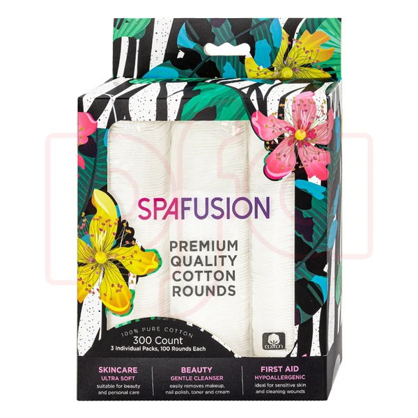 Spa Fusion 300ct Cotton Round Pads in Box Set - Personal Care