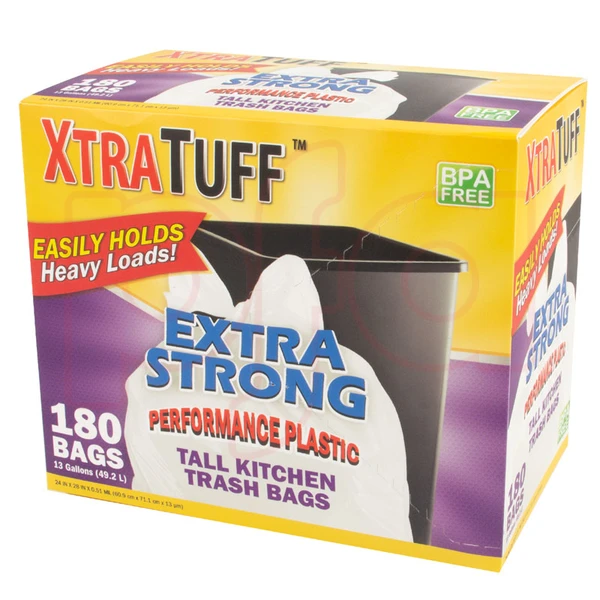 Xtratuff Trash Bag Box 13 Gal 180CT White - Disposable
