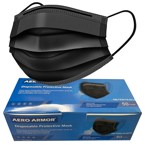Aero Armor 3 Ply Face Mask BLACK - Medical